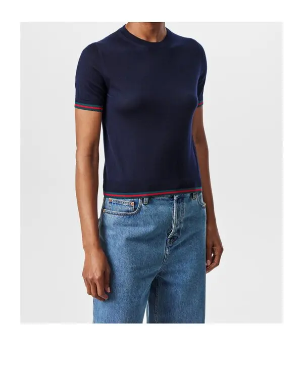 Gucci Crew Neck Knitted Jumper With Striped Trim