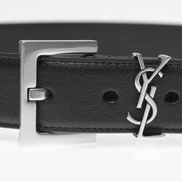 Saint Laurent Cassandre Logo Belt - Black