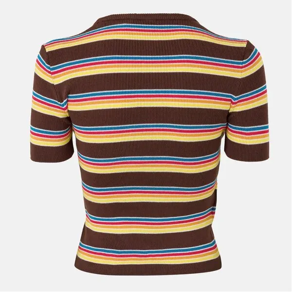 Prada Striped Ribbed Knit Cropped Sweater