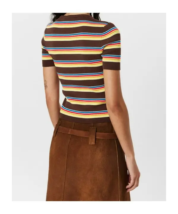 Prada Striped Ribbed Knit Cropped Sweater