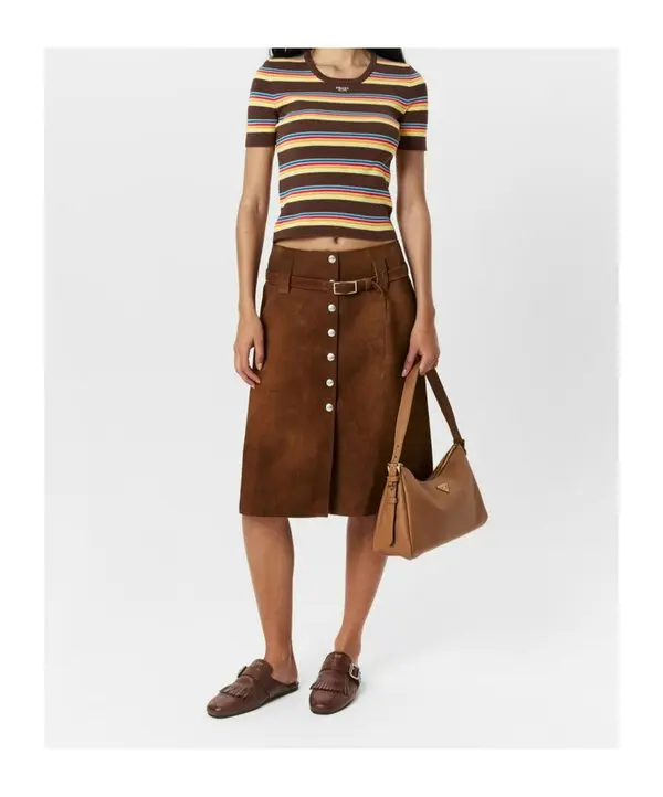 Prada Striped Ribbed Knit Cropped Sweater