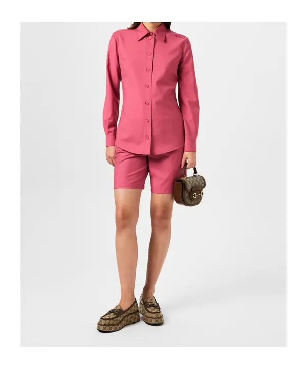 Gucci Mohair Shirt With Embroidered Logo - Red