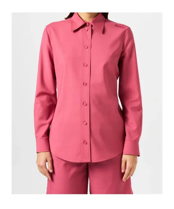 Gucci Mohair Shirt With Embroidered Logo - Red