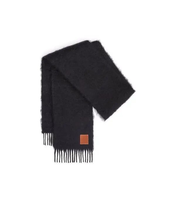 Loewe Logo Patch Fringed Scarf