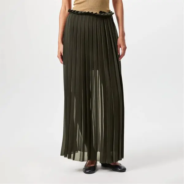 AMI Paris Pleated Maxi Skirt With Belt