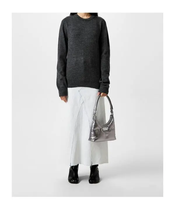 MAISON MARGIELA Crew Neck Sweater With Suede Elbow Patches - No