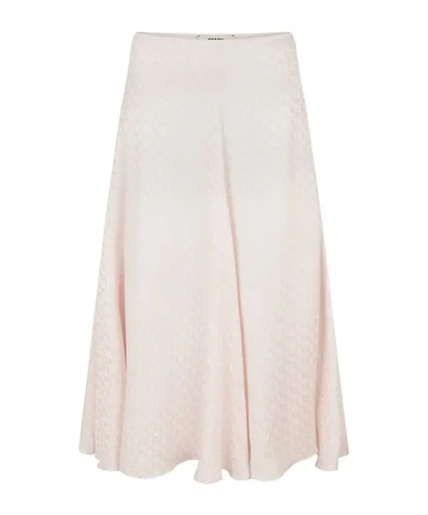 Fendi Printed Zipper Midi Skirt - White