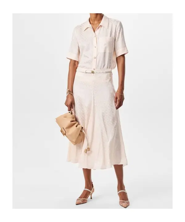 Fendi Printed Zipper Midi Skirt - White