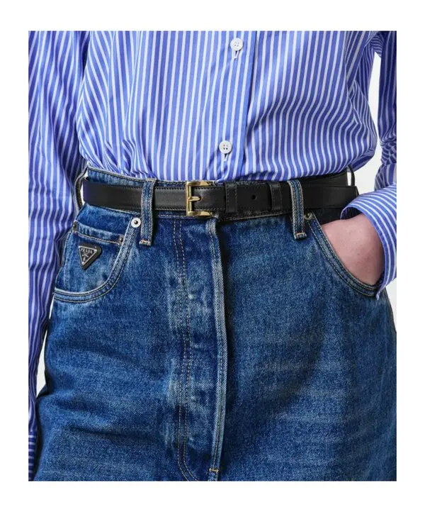 Prada Logo Leather Belt - Nero