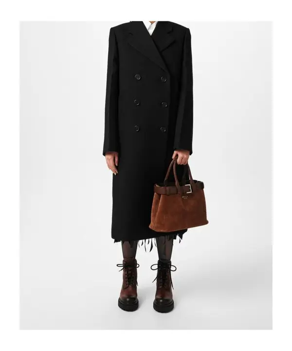 Prada Medium Belt Buckle Suede Bag With Belt