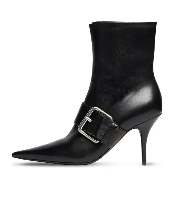 Balenciaga Knife Buckled Leather Ankle Boots