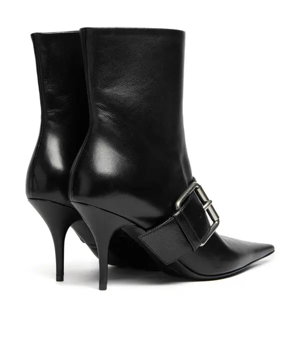 Balenciaga Knife Buckled Leather Ankle Boots