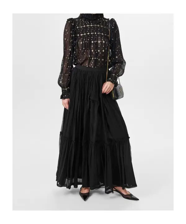 Saint Laurent Ruffled High Neck Long Sleeve Blouse