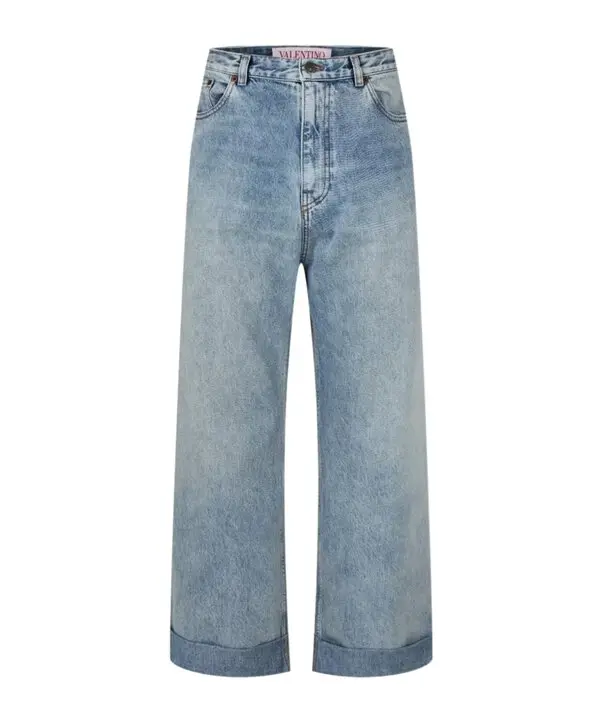 Valentino Garavani Wide-leg Denim Trousers - Gray