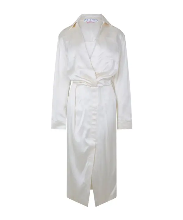 Off-White Satin Twist Long Dress