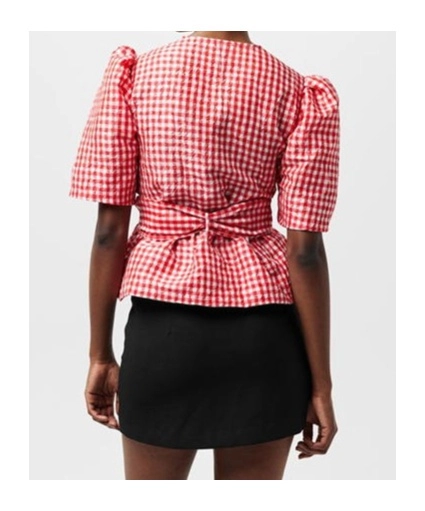 GANNI Short Sleeve Checkered Shirt
