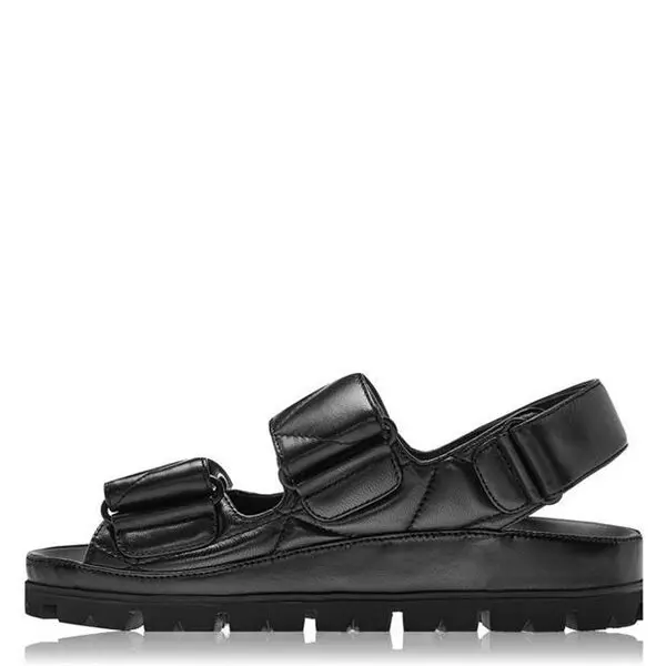 Prada Nappa Leather Quilted Grandad Sandals With Velcro Fastening