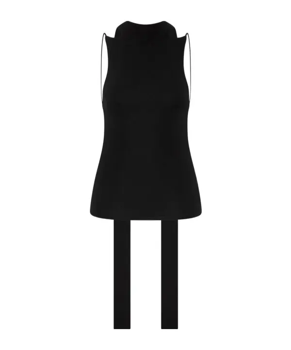 ST. AGNI Sleeveless Rib Knit Vest With Drawstring Detail