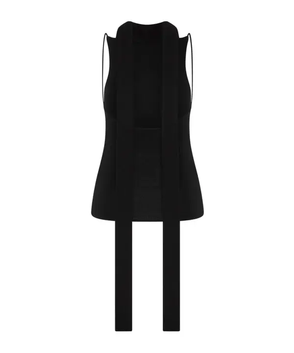ST. AGNI Sleeveless Rib Knit Vest With Drawstring Detail