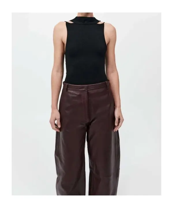 ST. AGNI Sleeveless Rib Knit Vest With Drawstring Detail