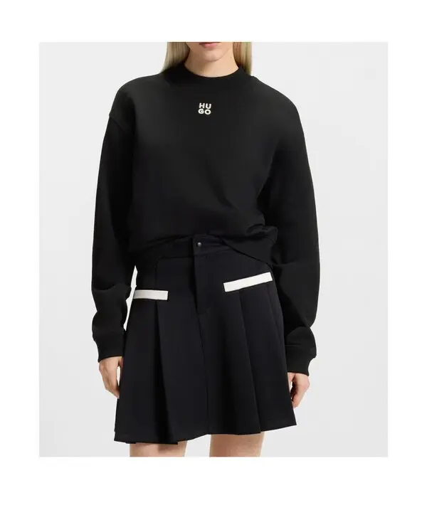 Hugo Boss Mock Neck Sweatshirt With Ribbed Trims - No