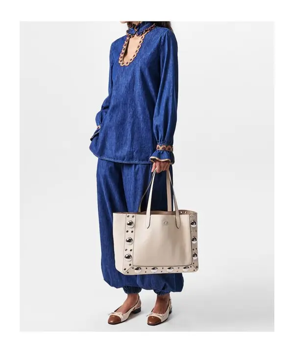 Valentino Garavani Studded Logo Detail Tote Bag - Nude