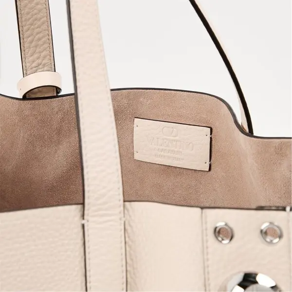 Valentino Garavani Studded Logo Detail Tote Bag - Nude