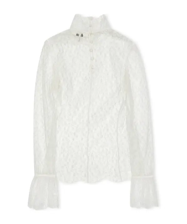 Chloé Sheer Floral Lace High Neck Blouse
