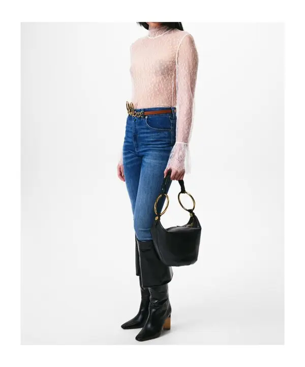 Chloé Sheer Floral Lace High Neck Blouse