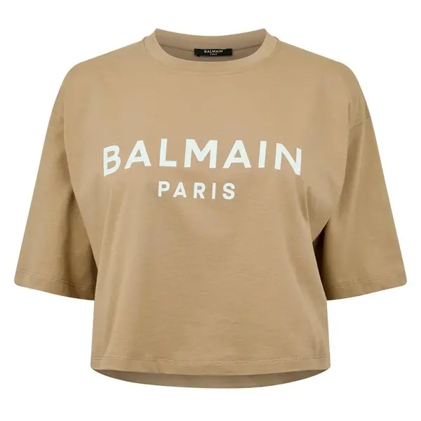 Balmain Logo Print Cropped T-shirt