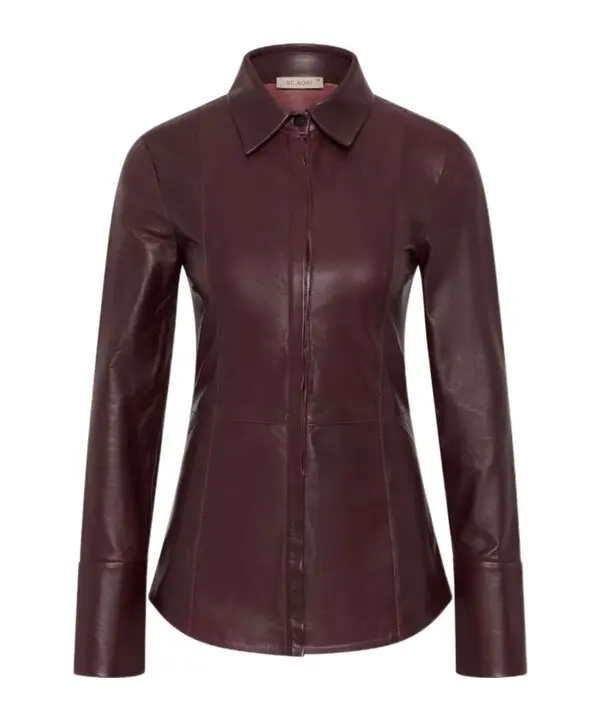 ST. AGNI Paneled Leather Button-down Shirt