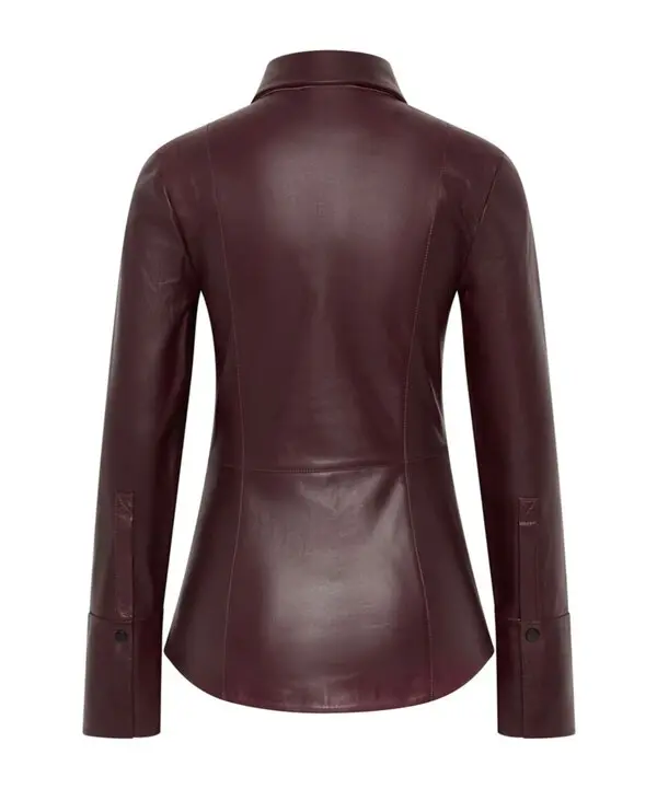 ST. AGNI Paneled Leather Button-down Shirt