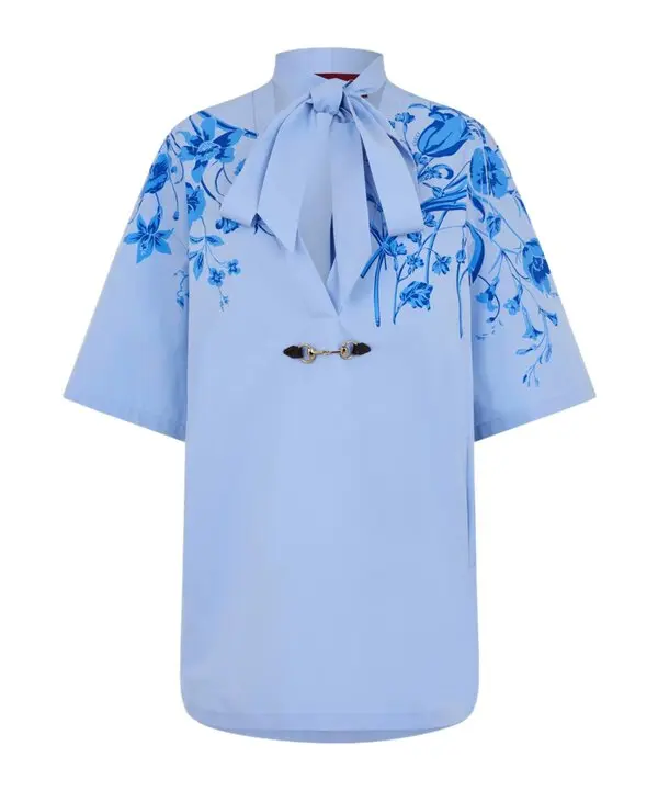 Gucci Floral And Insect Print Short Sleeve Top