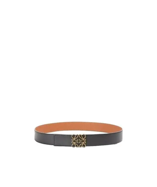 Loewe Reversible Anagram Belt In Soft Grained Calfskin - Black