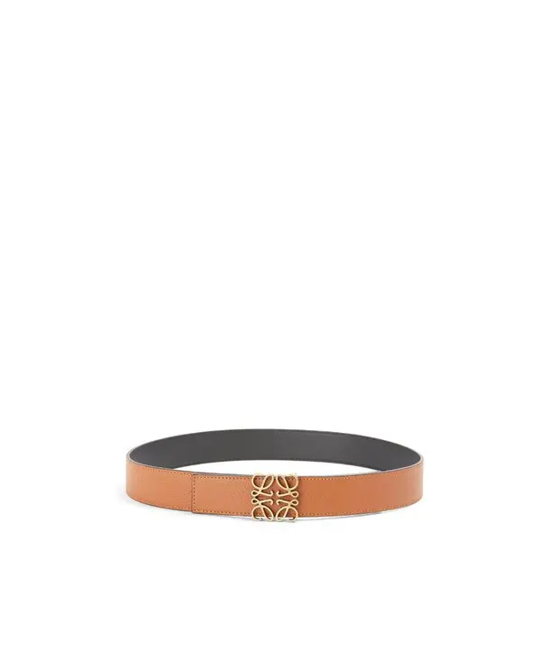 Loewe Reversible Anagram Belt In Soft Grained Calfskin - Black