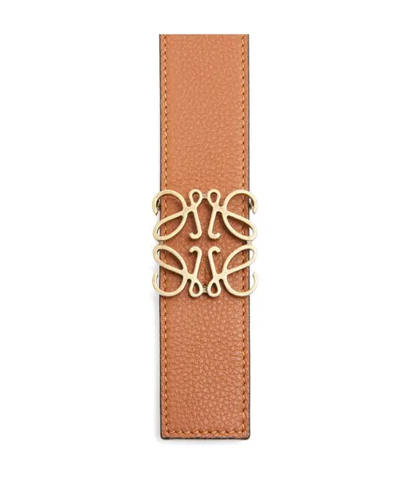 Loewe Reversible Anagram Belt In Soft Grained Calfskin - Black