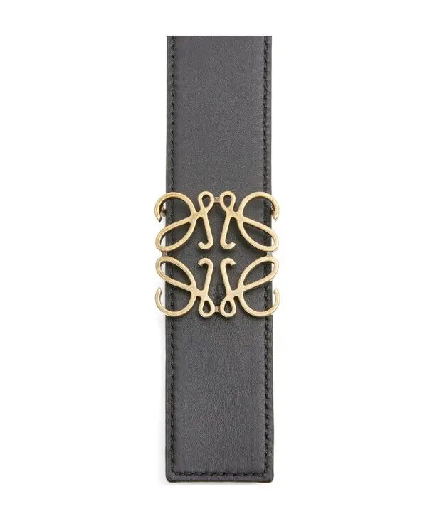 Loewe Reversible Anagram Belt In Soft Grained Calfskin - Black