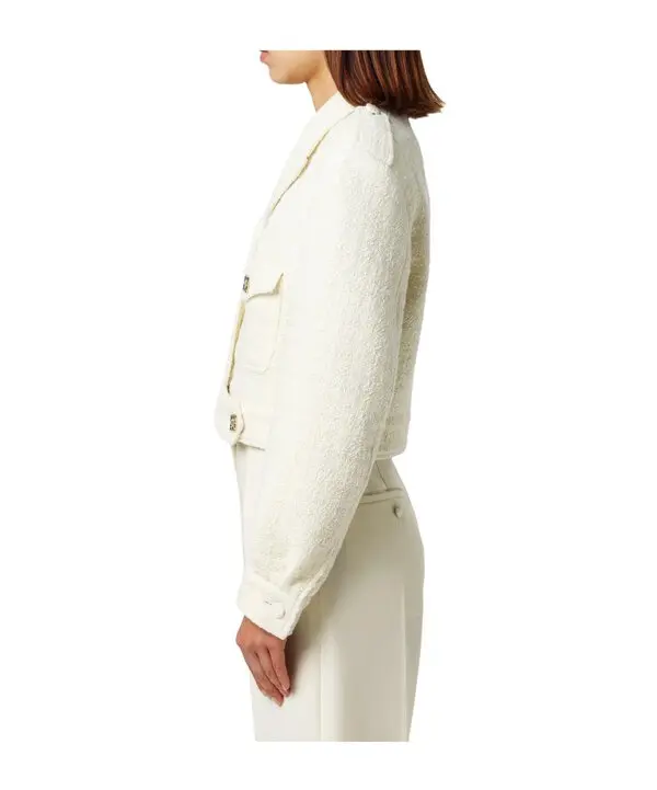 Givenchy Cropped Tweed Jacket With Golden-finish 4g Buttons - White