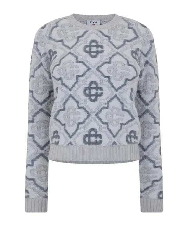 Casablanca Crew Neck Long Sleeve Sweater With Graphic Print