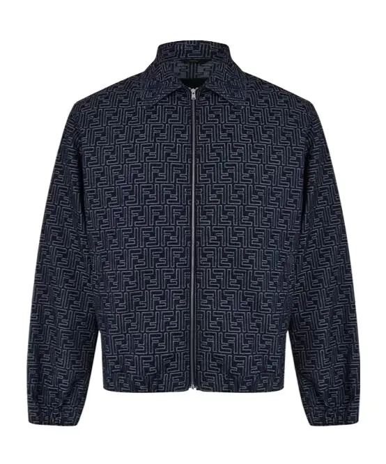 Fendi Printed Zip-up Denim Jacket - Black