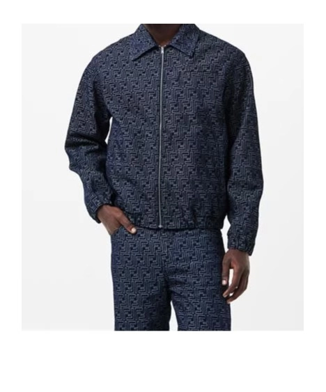 Fendi Printed Zip-up Denim Jacket - Black