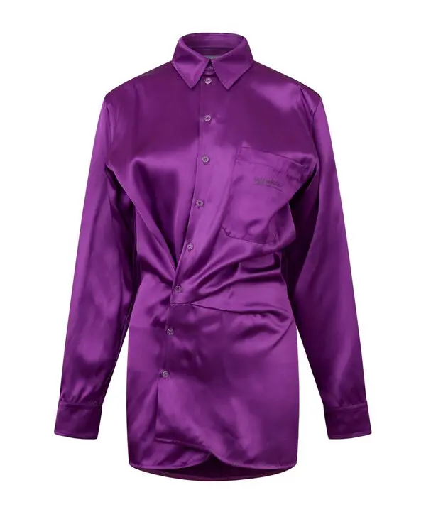 Off-White Duchesse Twist-front Mini Dress - Purple