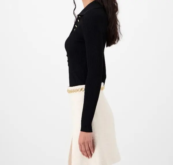 Gucci Fine Rib Long Sleeve Polo Shirt