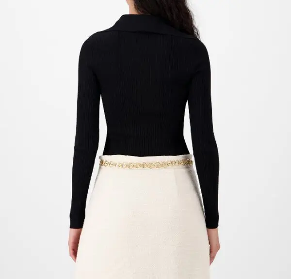 Gucci Fine Rib Long Sleeve Polo Shirt