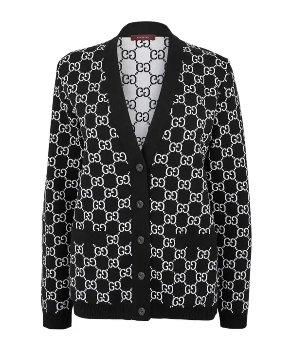 Gucci Gg Reversible Jacquard Cardigan - Black