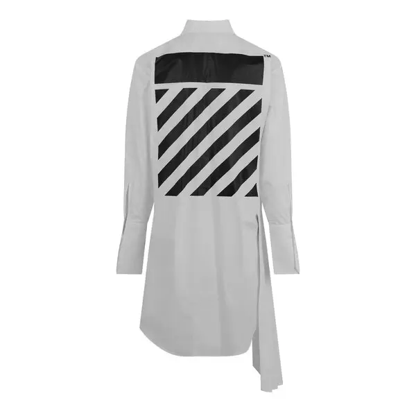Off-White Diagonal Plissé Shirt Dress