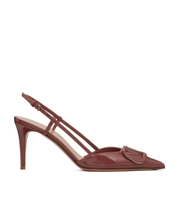 Valentino Garavani Vlogo Signature Pointed Toe Slingback Pumps - Brown