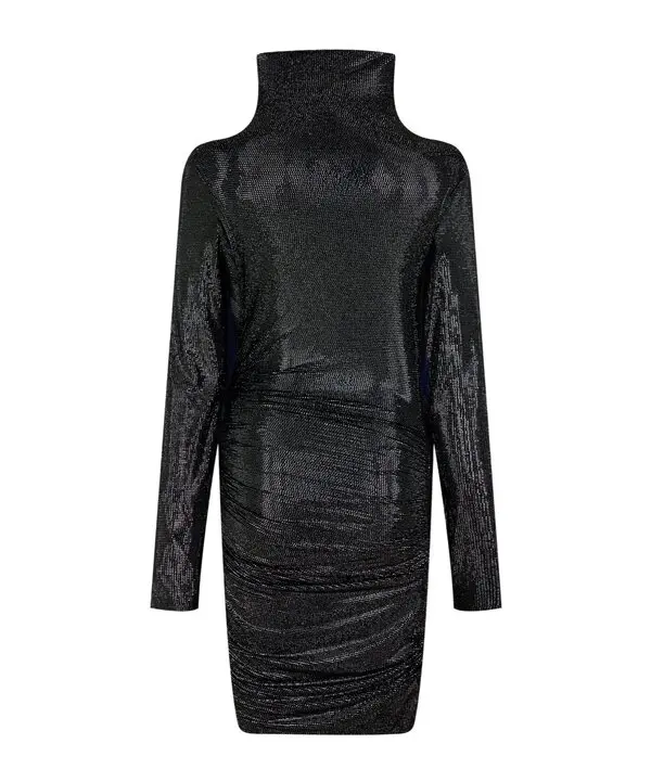 Off-White Long Sleeve Turtleneck Mini Dress - Black