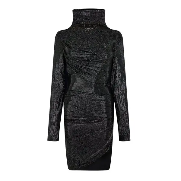 Off-White Long Sleeve Turtleneck Mini Dress - Black