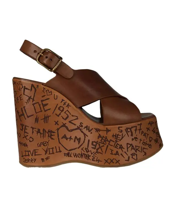 Chloé Maxime Wedge Sandals With Engraved Detailing